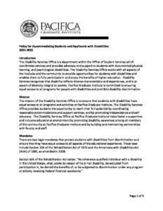 ADA Policy 2022-2023 - Pacifica Graduate Institute