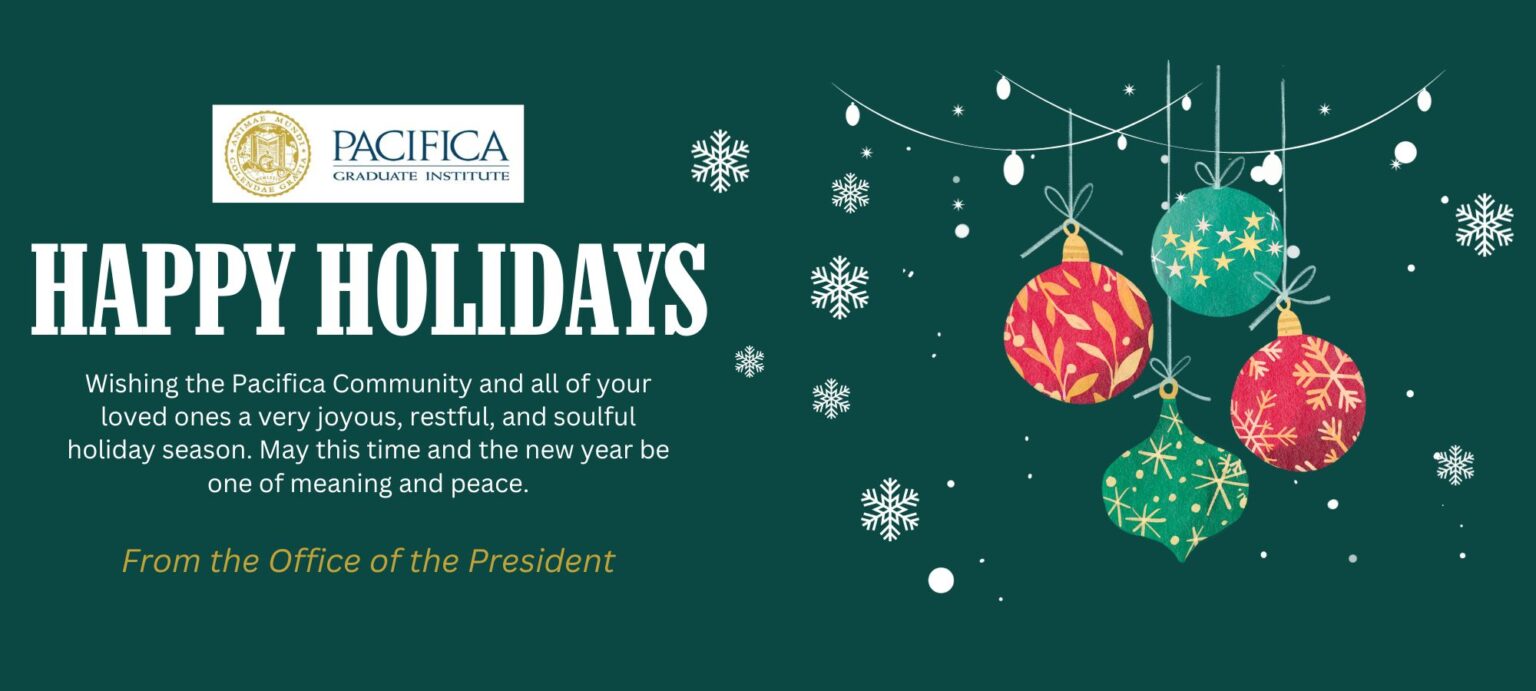 Green Playful Happy Holidays Email Header - Pacifica Graduate Institute